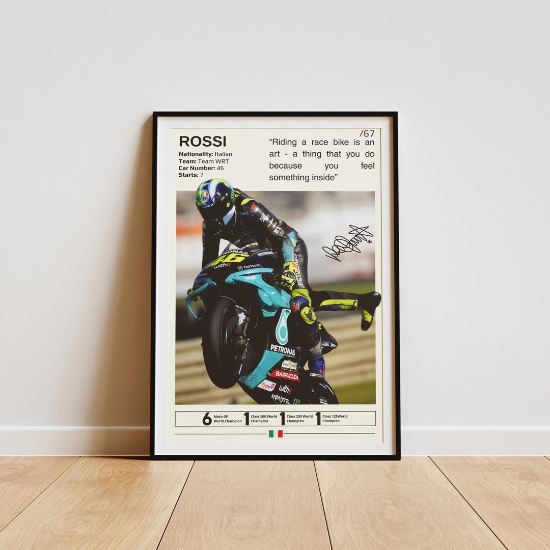 Velntino Rossi Poster, Racing Posters, Motogp Wall Art, Rossi Print ...