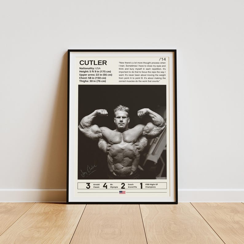 Jay Cutler Poster, Bodybuilding Posters, Gym Wall Art, Cutler Print, Mr ...
