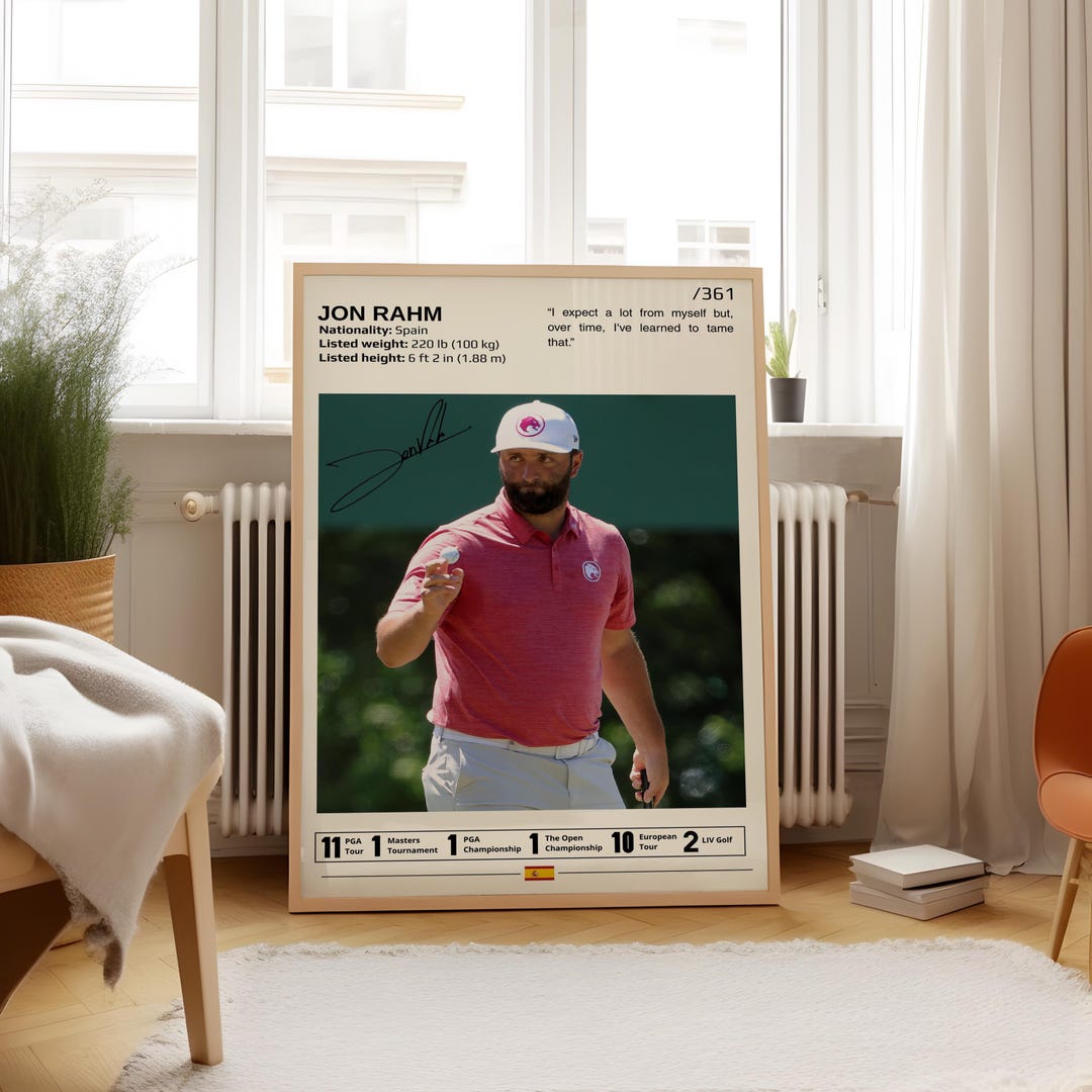 Jon Rahm Poster, Golf Player Gift, Sports Poster, Sports Bedroom ...