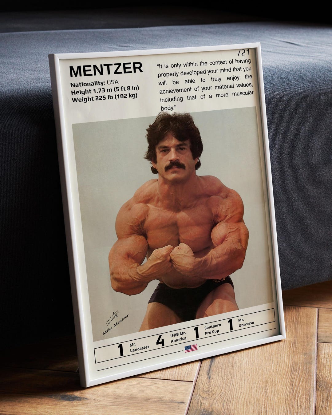 Mike Mentzer Poster, Bodybuilding Posters, Gym Wall Art, Mentzer Print, Bodybuilding Legend ...