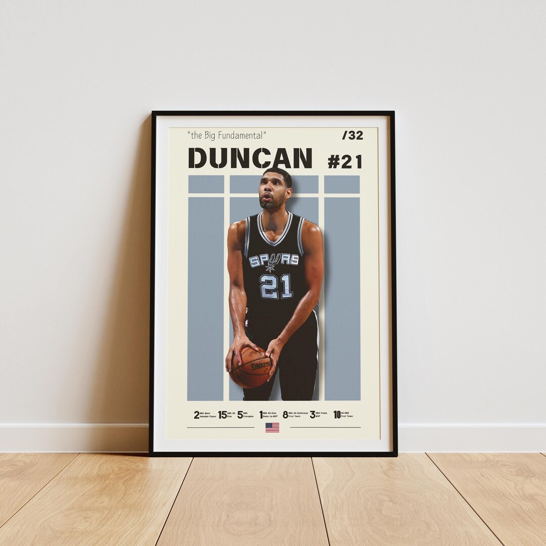 Tim Duncan Poster, Basketball Decor, Basketball Posters, Gym Gifts ...