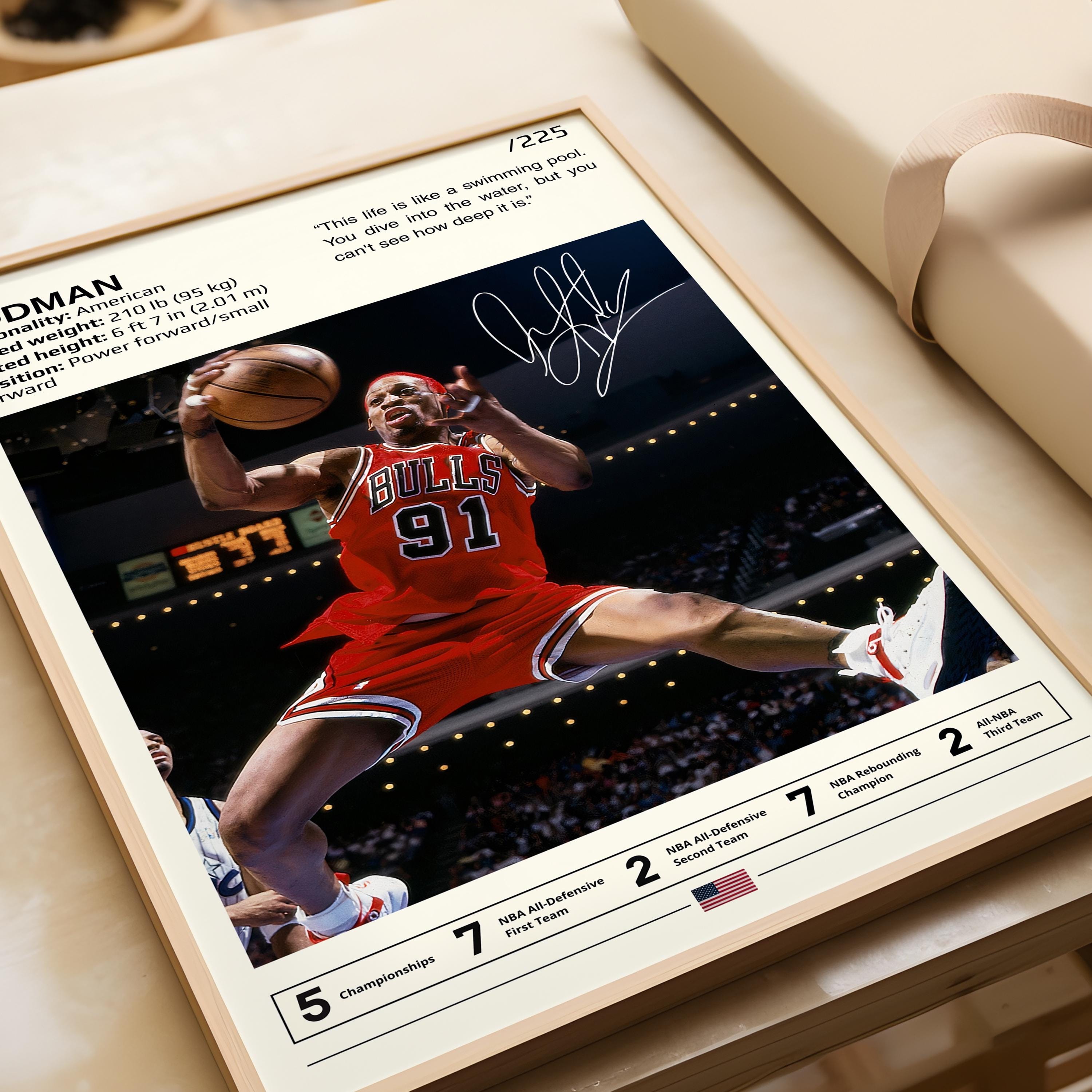 Dennis Rodman Poster, Basketball Legend, Dennis Rodman Print ...