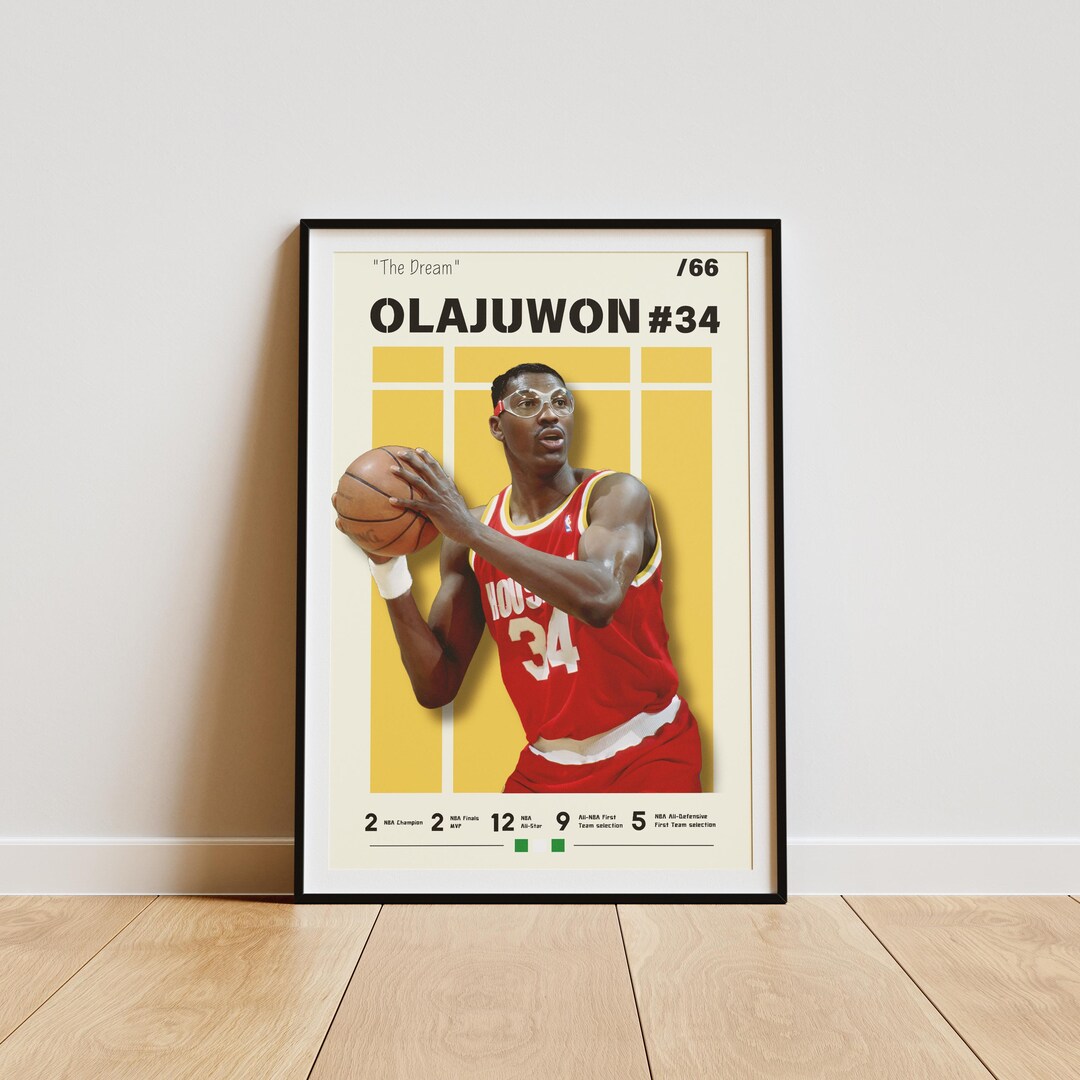 Hakeem Abdul Olajuwon Poster, Basketball Decor, Basketball Posters ...