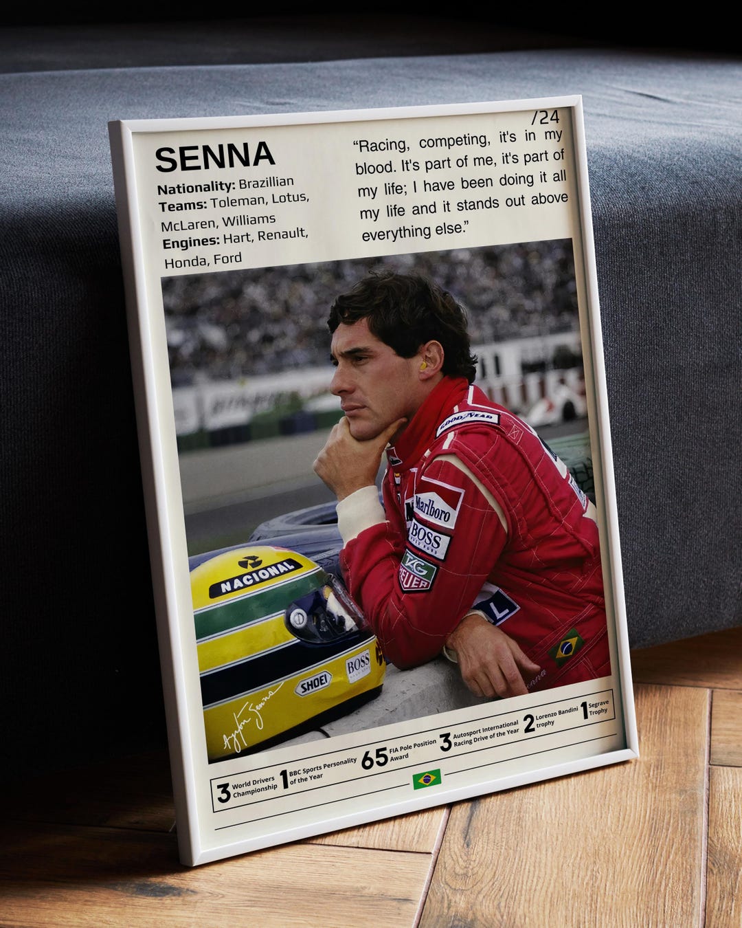 Ayrton Senna Poster, Formula One Posters, Formula 1 Wall Art, Senna ...