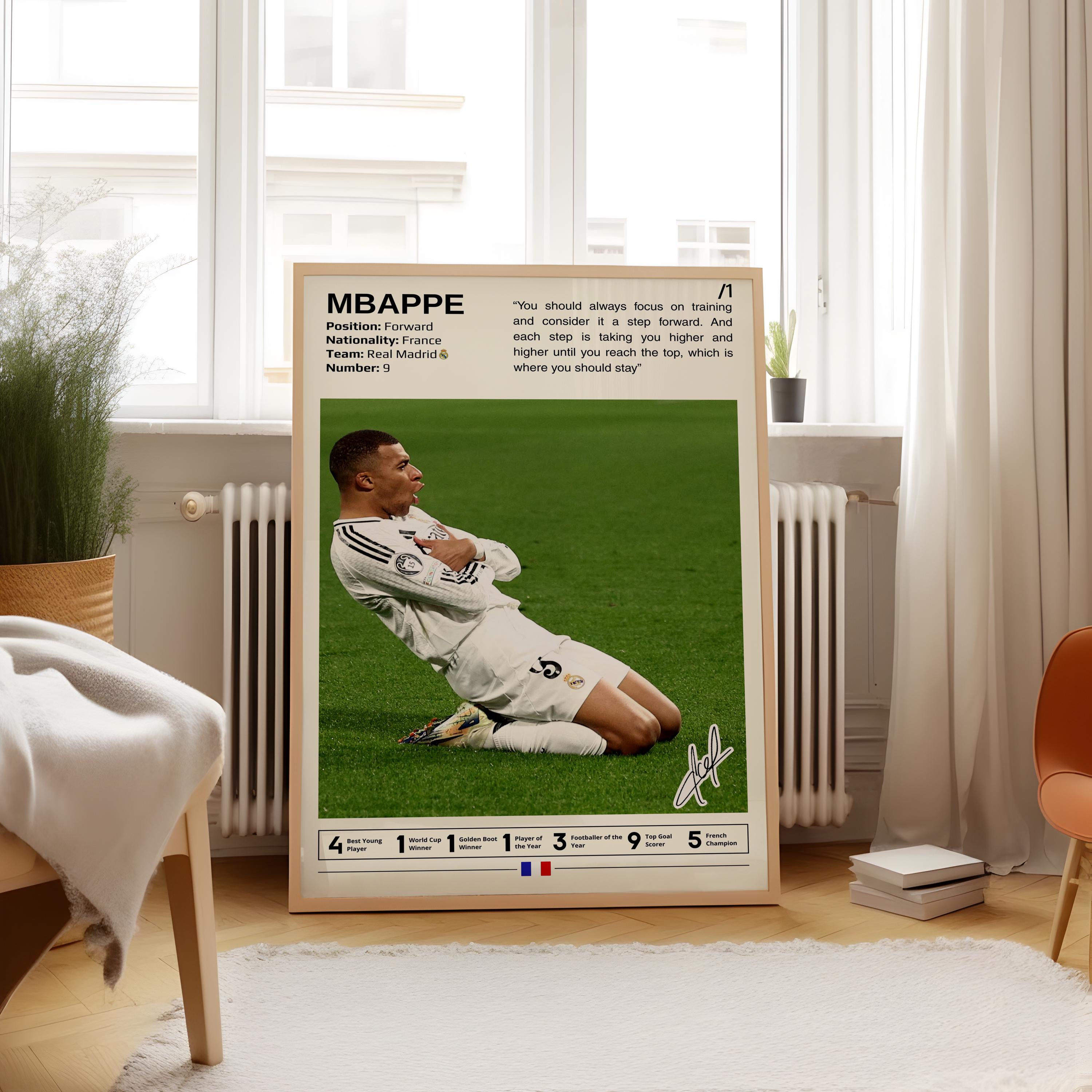 Kylian Mbappe Poster, Soccer Poster, Mbappe Print, Soccer Wall Art ...