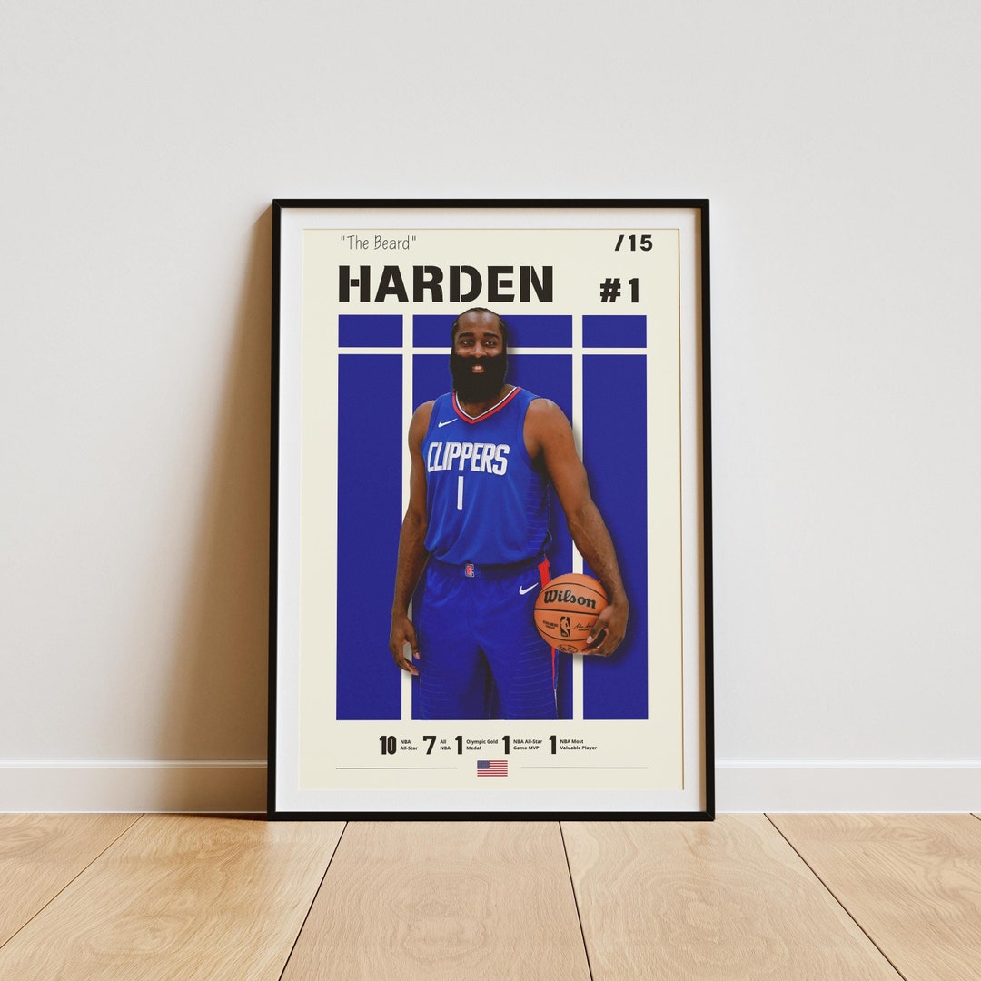 James Harden Poster, Basketball Posters, LA Clippers Poster, Basketball ...
