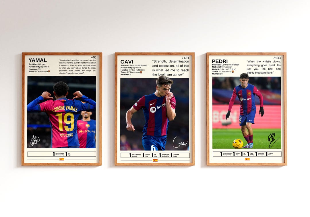 Lamine Yamal, Pedri, Gavi Set of 3 Posters, Soccer Gifts, Sports Poster ...
