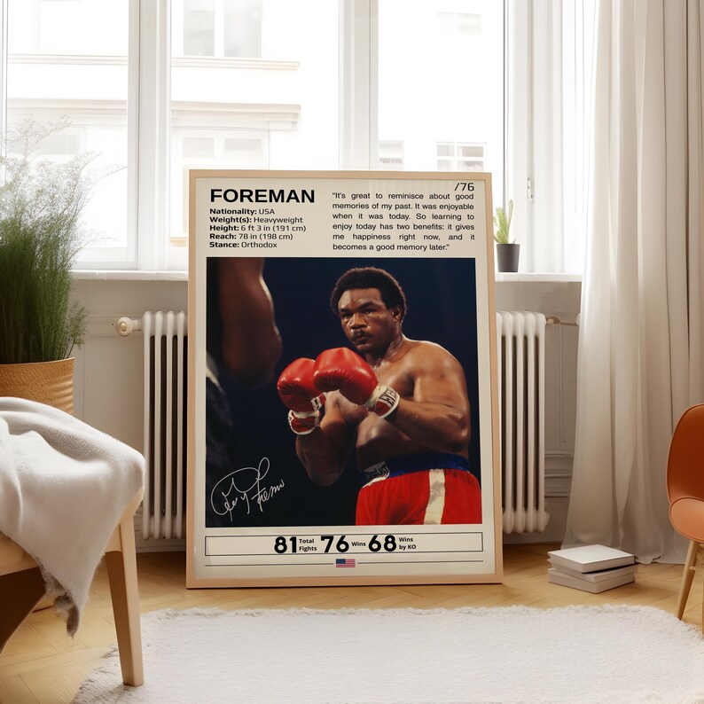 George Foreman Poster, Boxing Poster, George Foreman Print, Boxing Wall ...