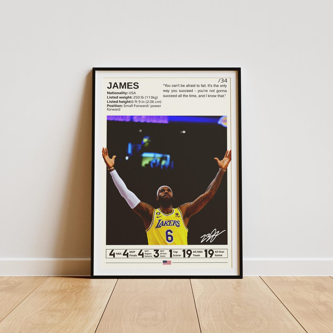 Lebron James Poster, Basketball Poster, Lebron James Print, Basketball ...