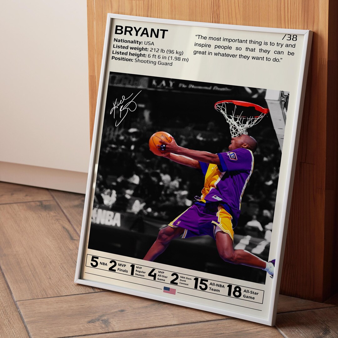 Kobe Bryant Poster, Basketball Poster, Kobe Bryant Print, Basketball ...