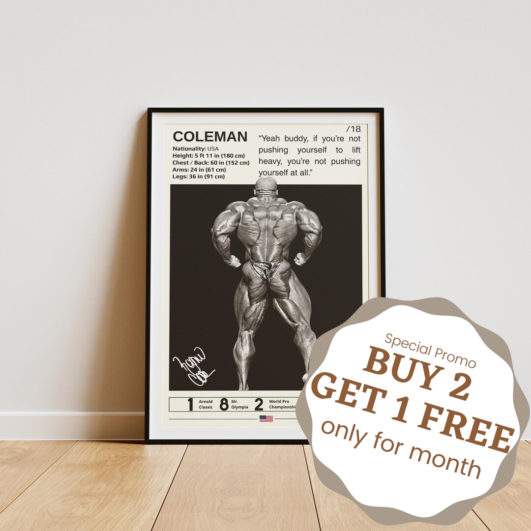 Ronnie Coleman Poster, Gym Wall Decor, Coleman Print, Bodybuilding ...