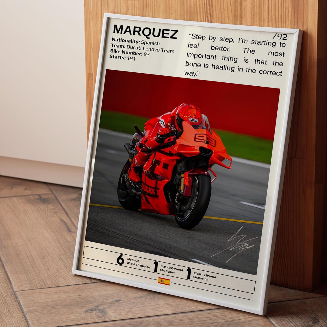 Marc Marquez Poster, Racing Posters, Motogp Wall Art, Marquez Print ...