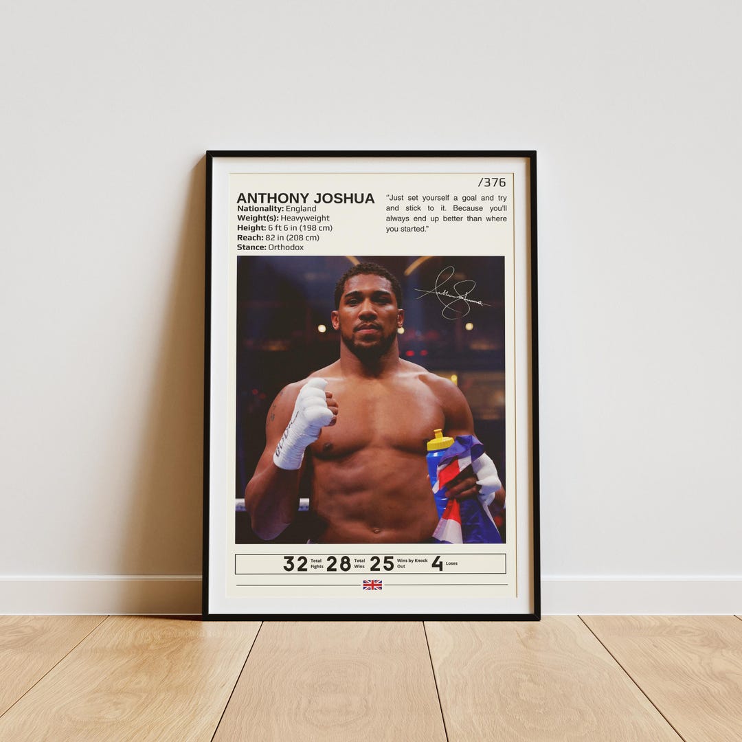 Anthony Joshua Poster, Anthony Joshua Print, Boxing Wall Art, Boxing ...