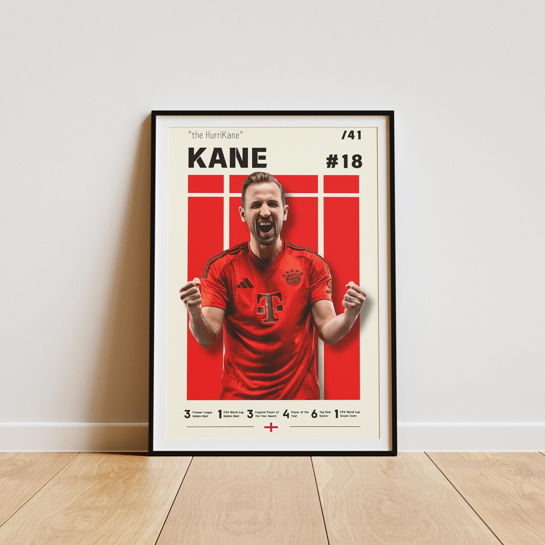 Harry Kane Poster, Football Print, Football Poster, Soccer Poster ...