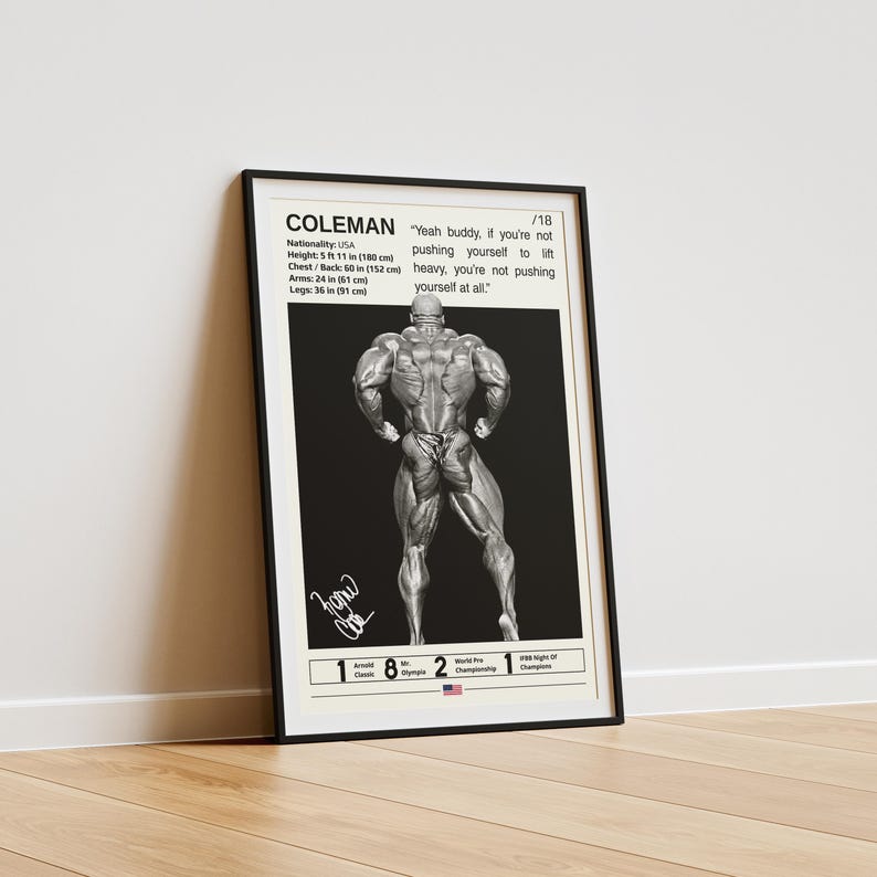 Ronnie Coleman Poster, Gym Wall Decor, Coleman Print, Bodybuilding ...