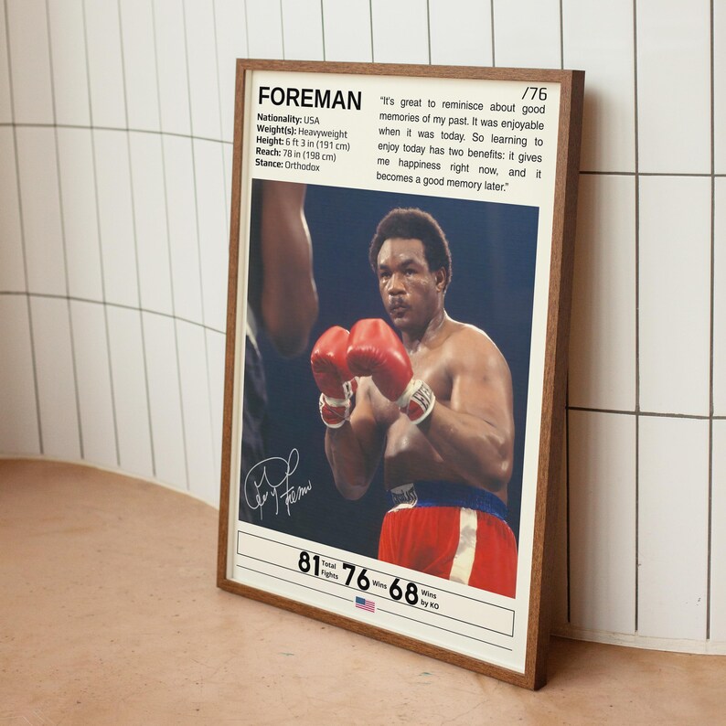 George Foreman Poster, Boxing Poster, George Foreman Print, Boxing Wall ...