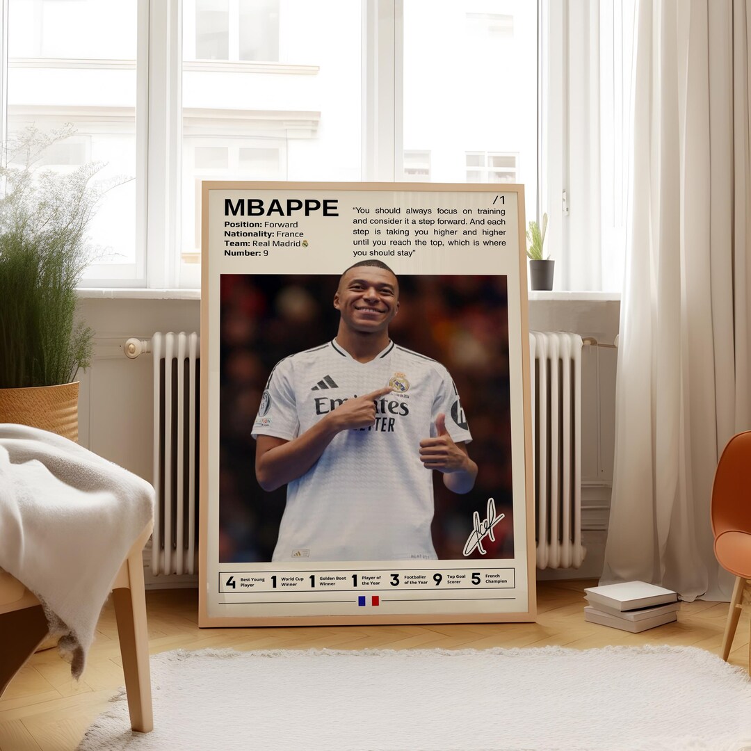 Kylian Mbappe Poster, Soccer Poster, Mbappe Print, Soccer Wall Art ...
