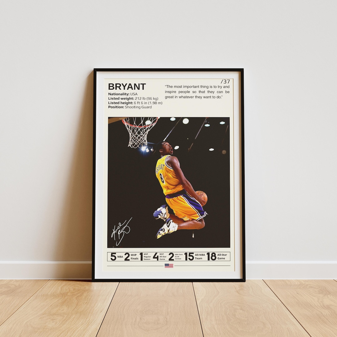 Kobe Bryant Poster, Basketball Poster, Kobe Bryant Print, Basketball ...