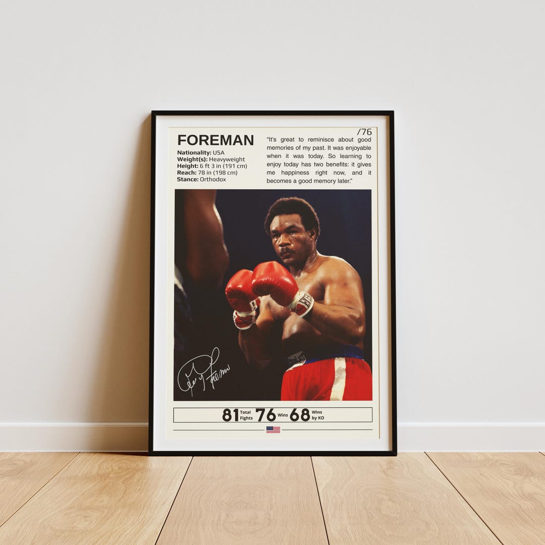 George Foreman Poster, Boxing Poster, George Foreman Print, Boxing Wall ...