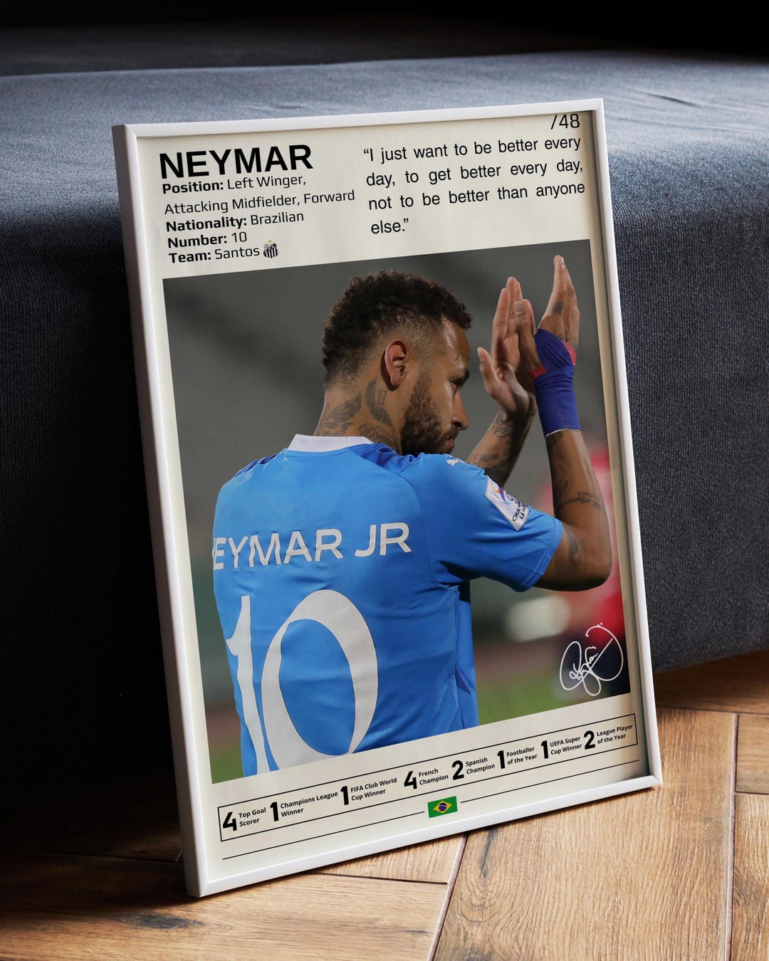 Neymar Poster, Soccer Poster, Neymar Print, Football Wall Art, Football ...
