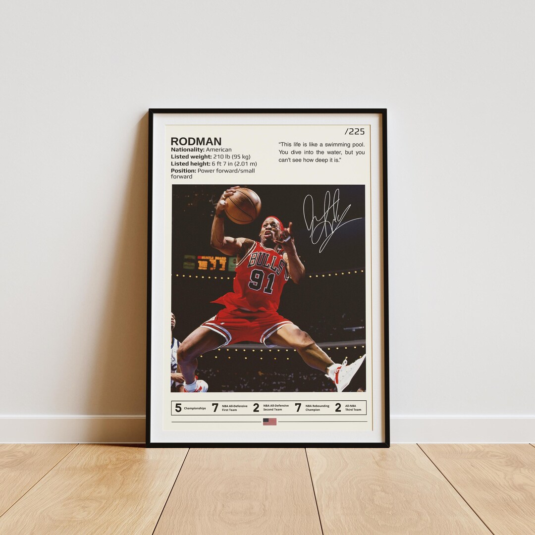 Dennis Rodman Poster, Basketball Legend, Dennis Rodman Print ...