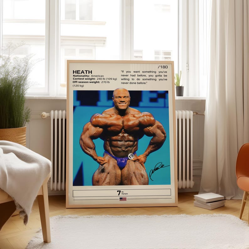 Phil Heath Poster, Bodybuilding Posters, Gym Wall Art, Phil Heath Print ...