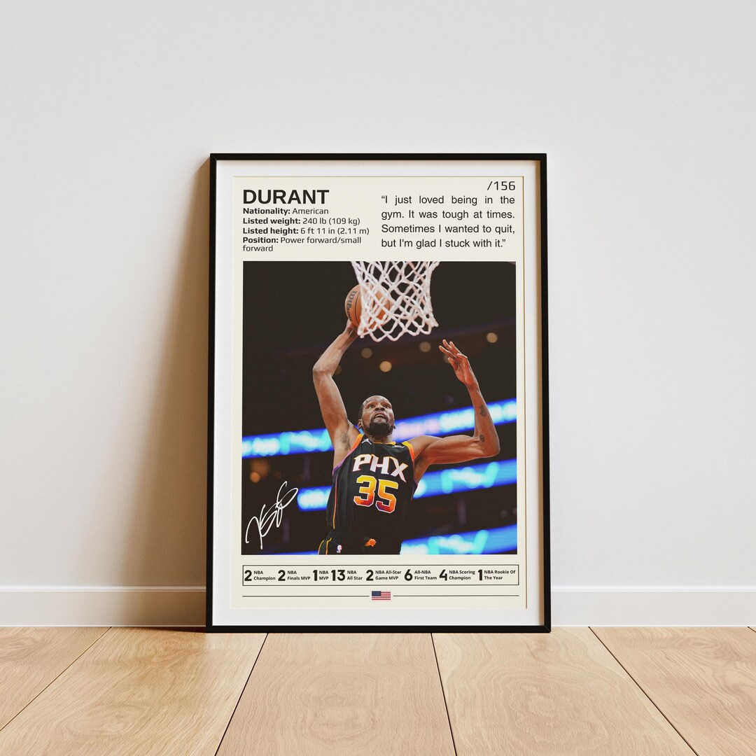 Kevin Durant Poster, Basketball Poster, Durant Print, Basketball Wall ...