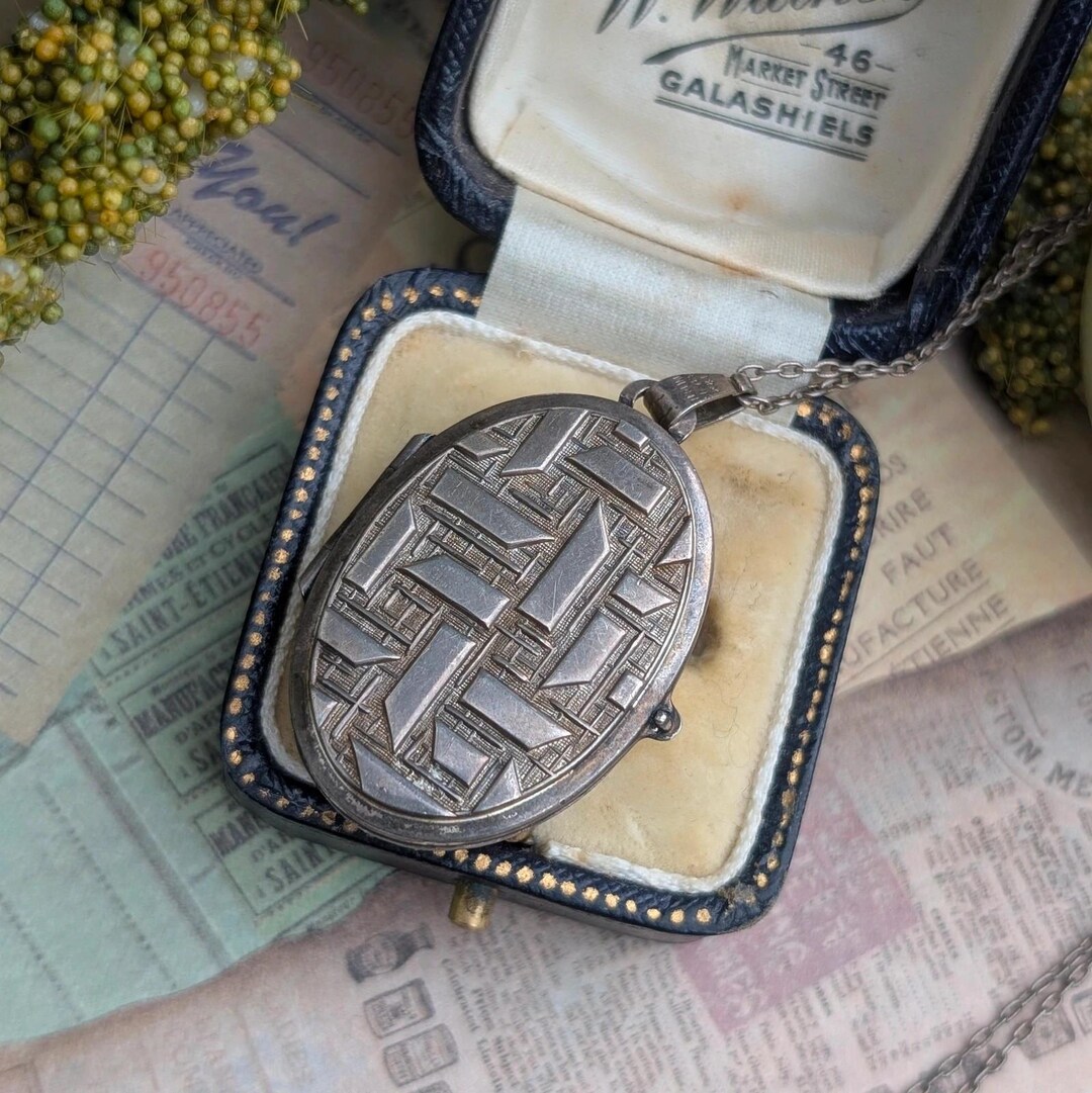 Vintage Sterling Silver 925 Locket Necklace | Art Deco Style Geometric ...