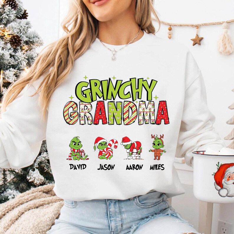 Personalized Grinchy Family Christmas PNG Bundle, Grinch Mama and Kids ...