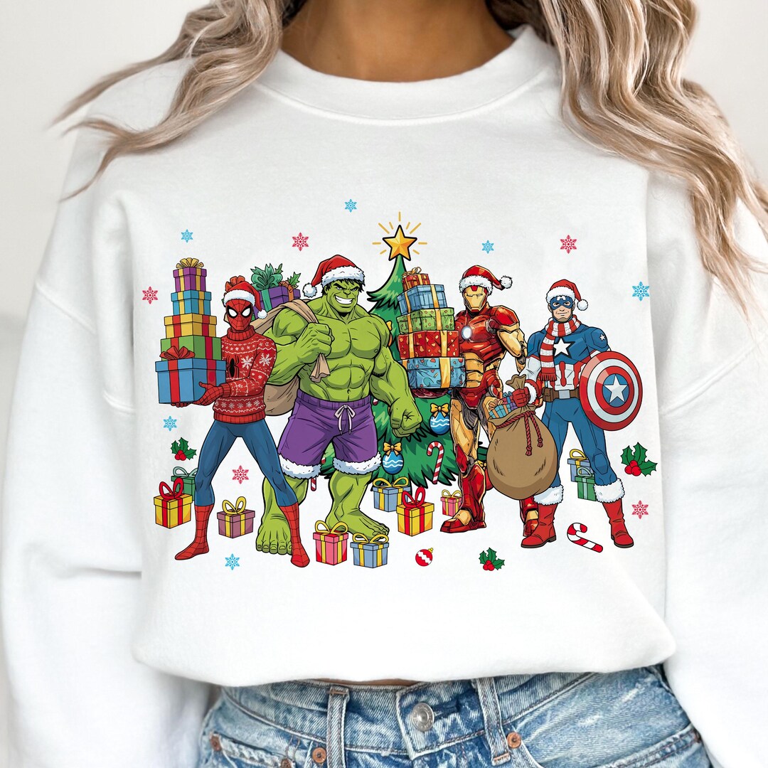 Super-héros de Noël Marvel PNG, Spiderman Hulk Iron Man Captain America ...