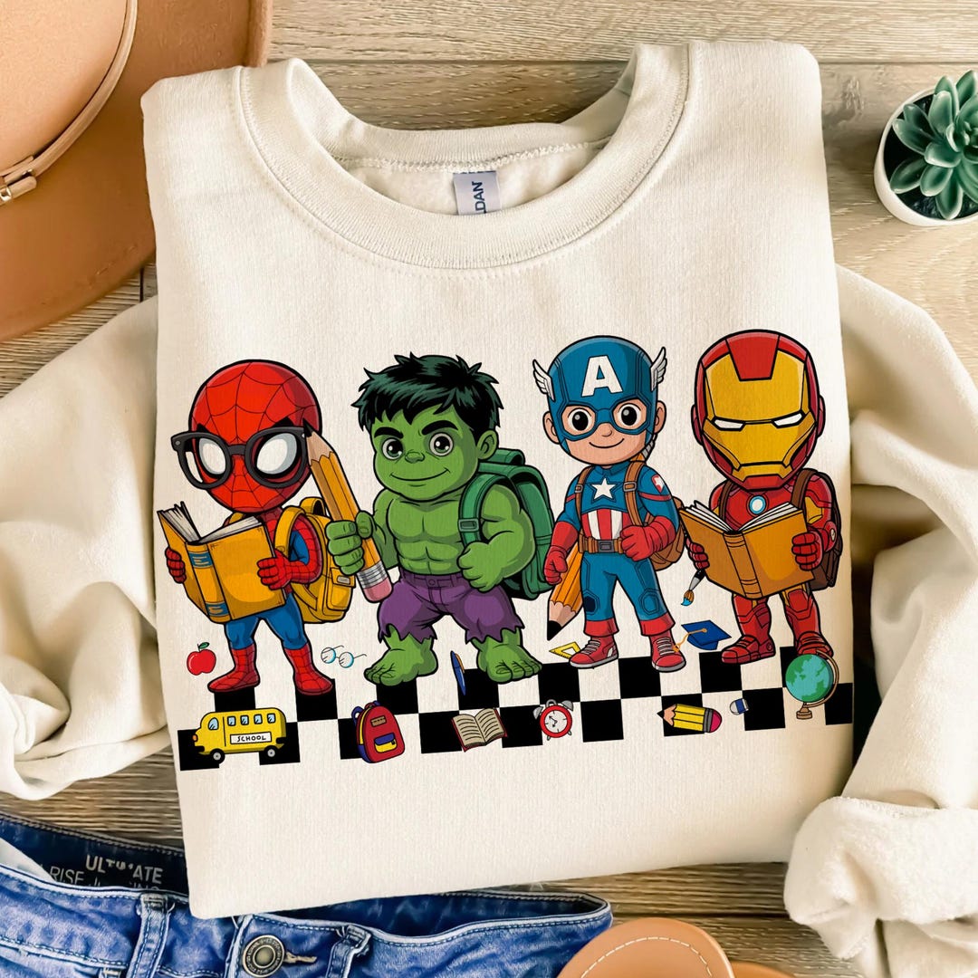 Superhero Back to School PNG Bundle: Cartoon Clipart for DIY Crafts ...