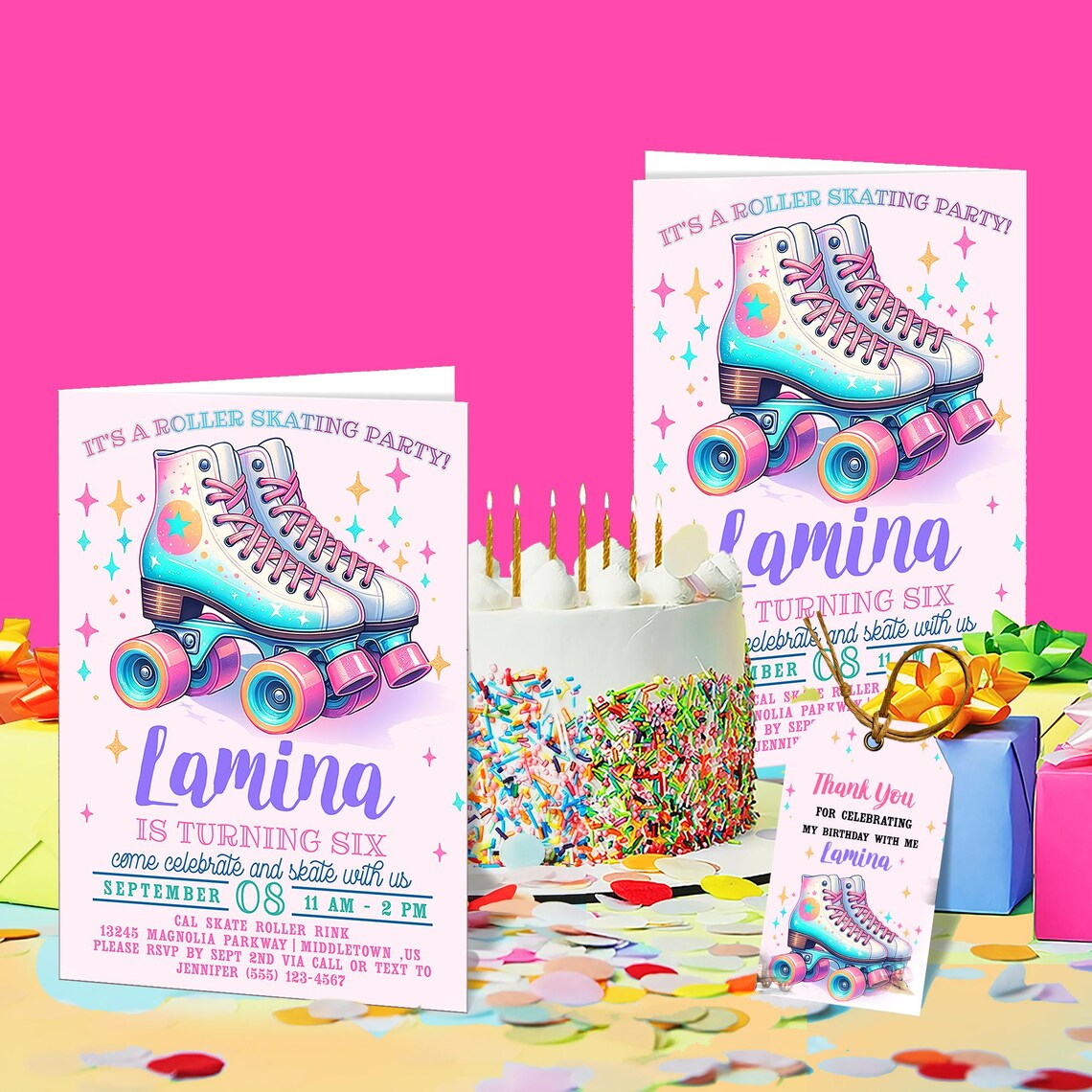 Roller Skating Birthday Invitation , Editable Roller Skating Birthday ...
