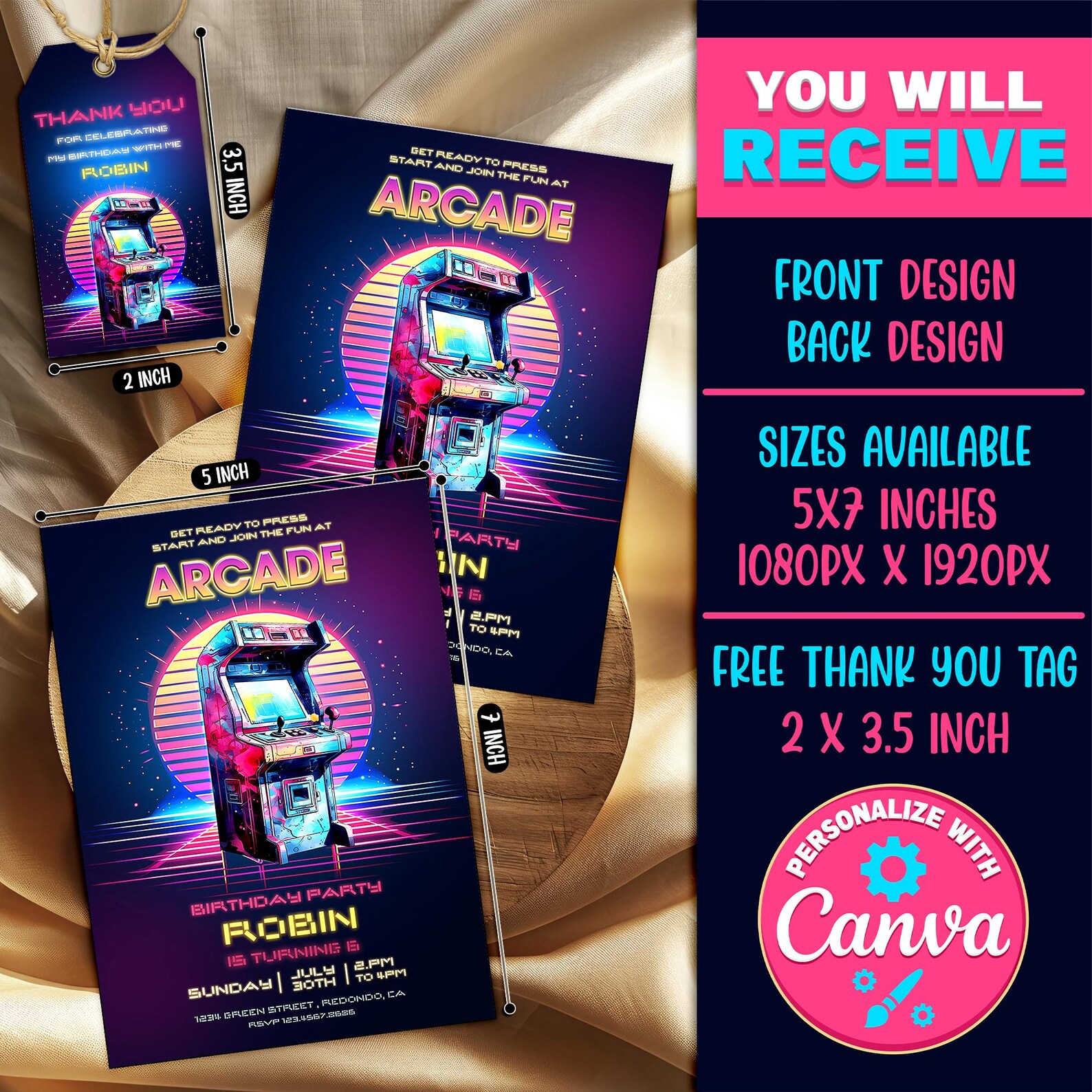 Arcade Birthday Invitation , Editable Arcade Birthday Invitation ...