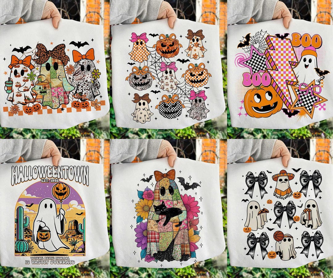Bundle Coquette Halloween Ghost PNG: Leopard Pumpkin Ghost, Retro ...