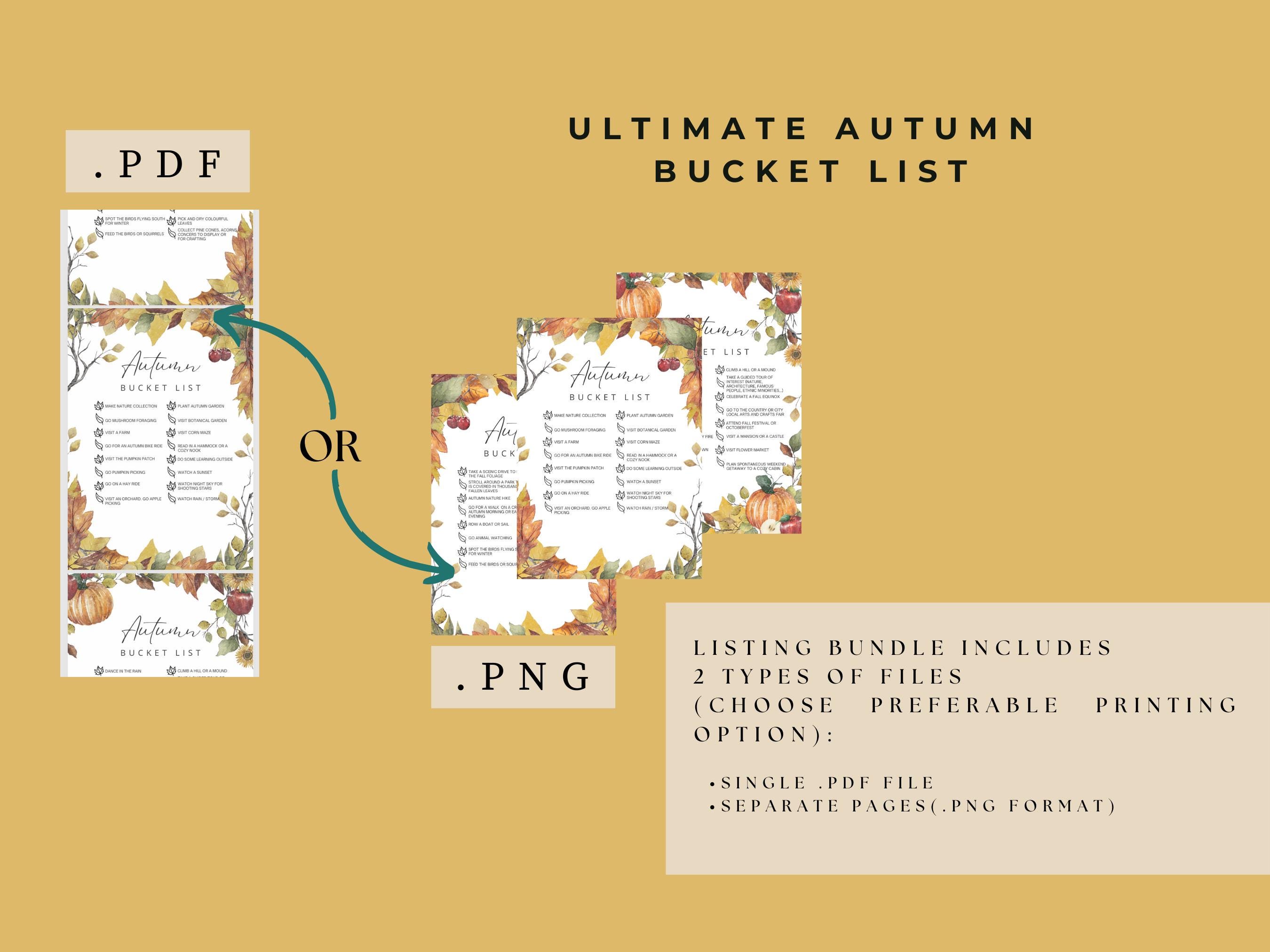 ULTIMATE Autumn Bucket List Printable Fall Activities Checklist Bundle ...