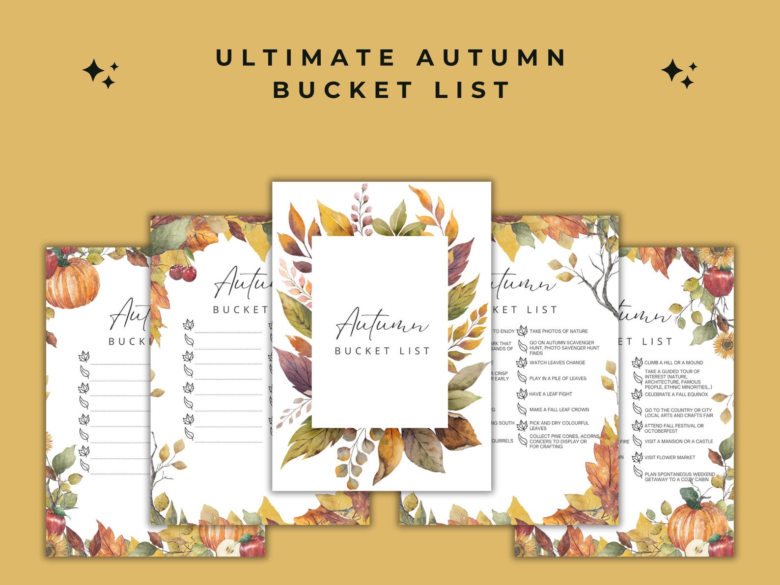ULTIMATE Autumn Bucket List Printable | Fall Activities Checklist ...