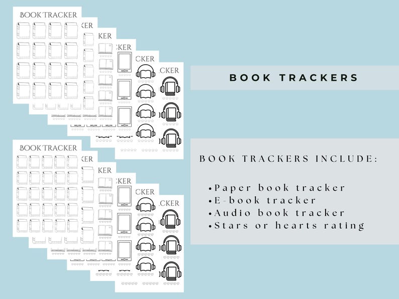 Book Tracker Printable | Book Lovers Bundle | Reads Tracking Template ...