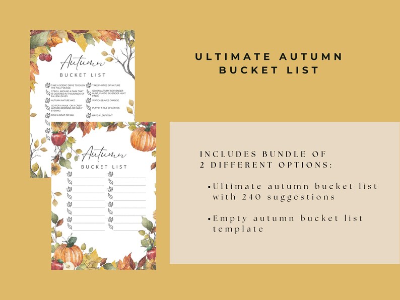 ULTIMATE Autumn Bucket List Printable | Fall Activities Checklist ...
