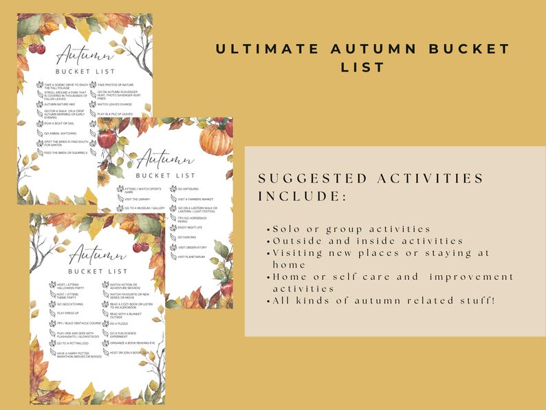 ULTIMATE Autumn Bucket List Printable | Fall Activities Checklist ...