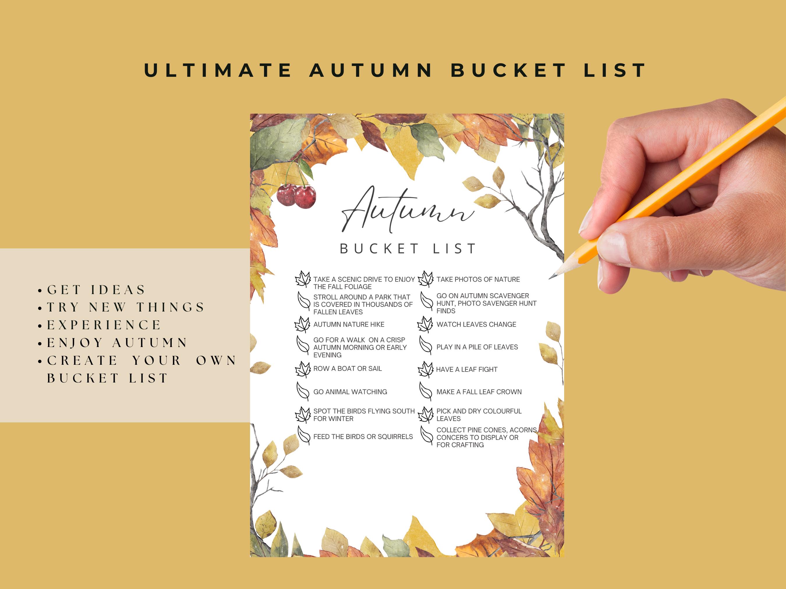 ULTIMATE Autumn Bucket List Printable Fall Activities Checklist Bundle ...