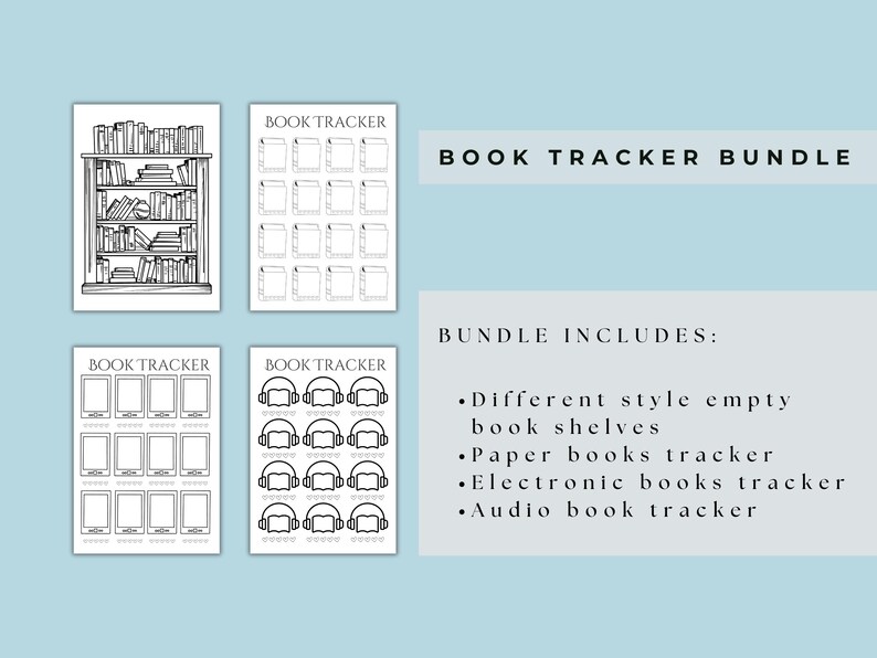 Book Tracker Printable | Book Lovers Bundle | Reads Tracking Template ...