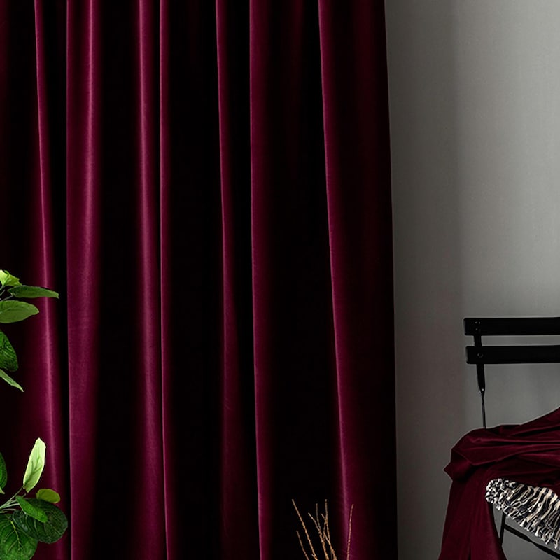 Burgundy Velvet Curtains - Etsy