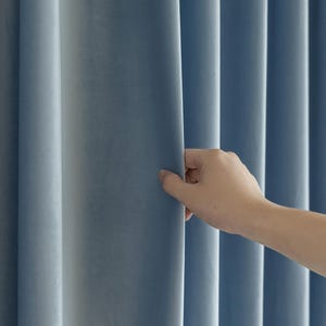 Pair of Baby Blue/sky Blue Velvet Curtains - Custom Light Blue Drapes ...