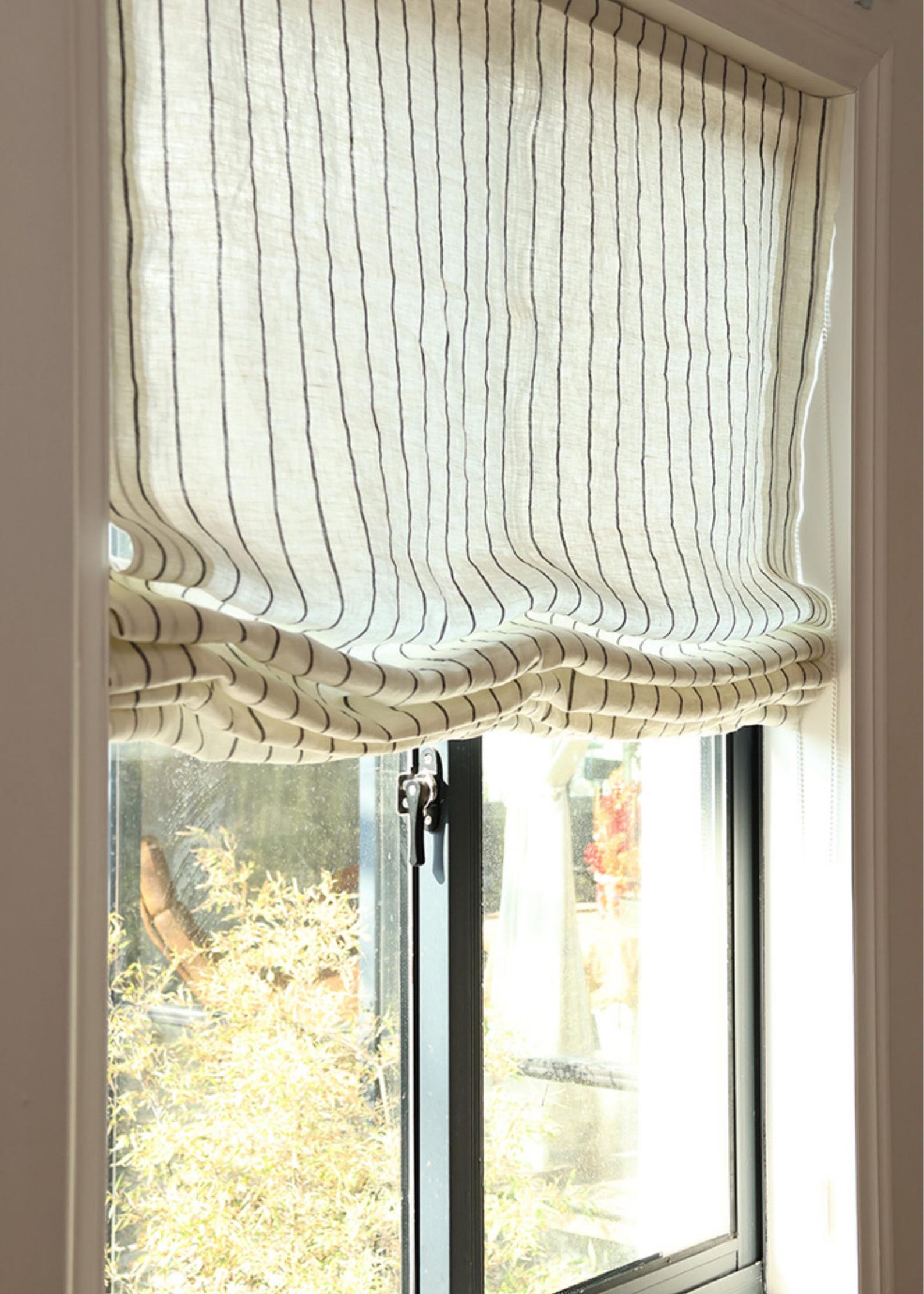 Striped Linen Roman Shade - Relaxed Scalloped Blind for Bedroom - Etsy