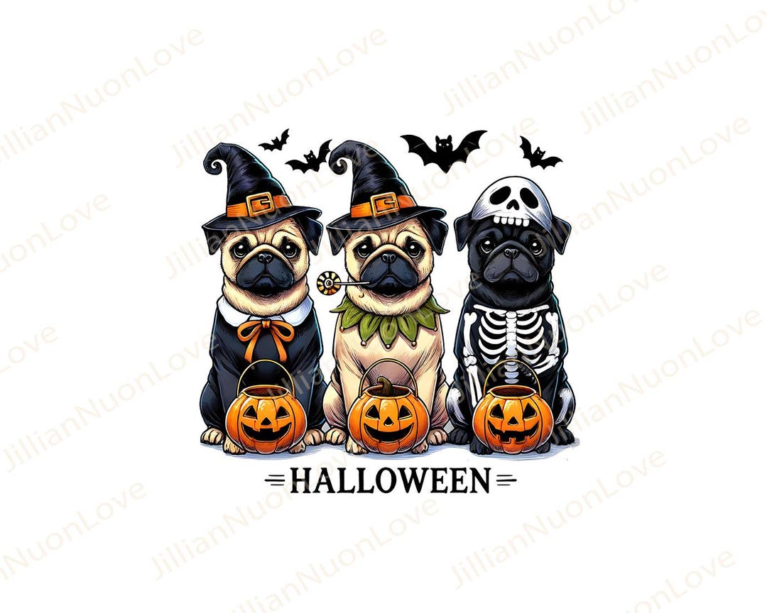 Pug Dog Halloween Png, Spooky Halloween Dog Mom Png, Gift for Dog Lover ...