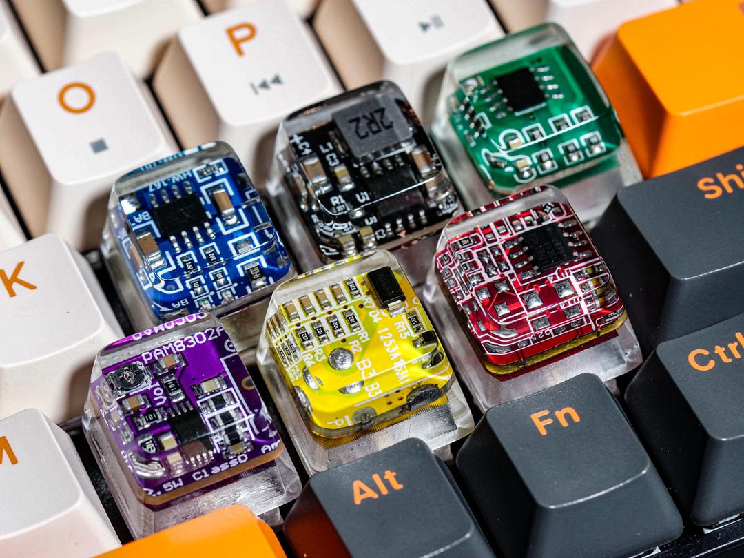 Circuit Board Resin Artisan Keycap Set, Transparent Keycap for Cherry ...