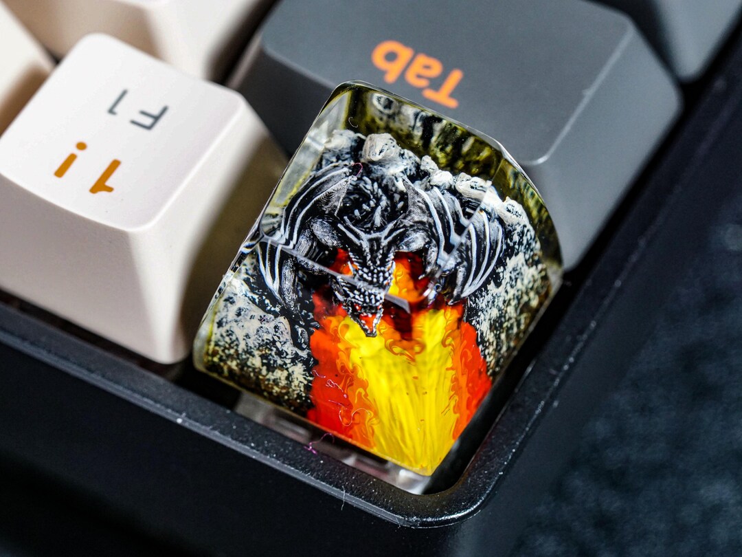 Dark Fire Dragon Keycap, Artisan Resin Keycap for Mechanical Keyboards ...