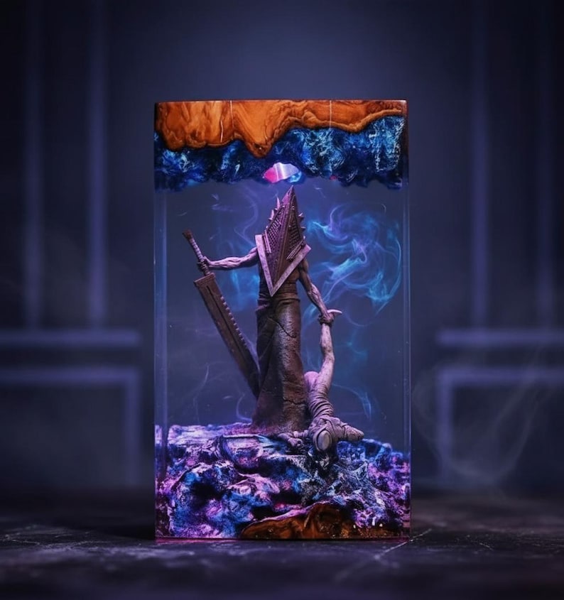 Pyramid Horror Resin Art Lamp, Handcrafted Shadow Glow Light, Dark ...