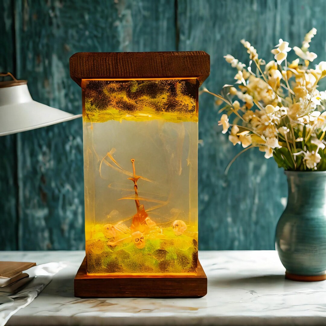 Custom Da.rk So.uls Bon.fire Resin Lamp, Fire Night Light With Sword ...