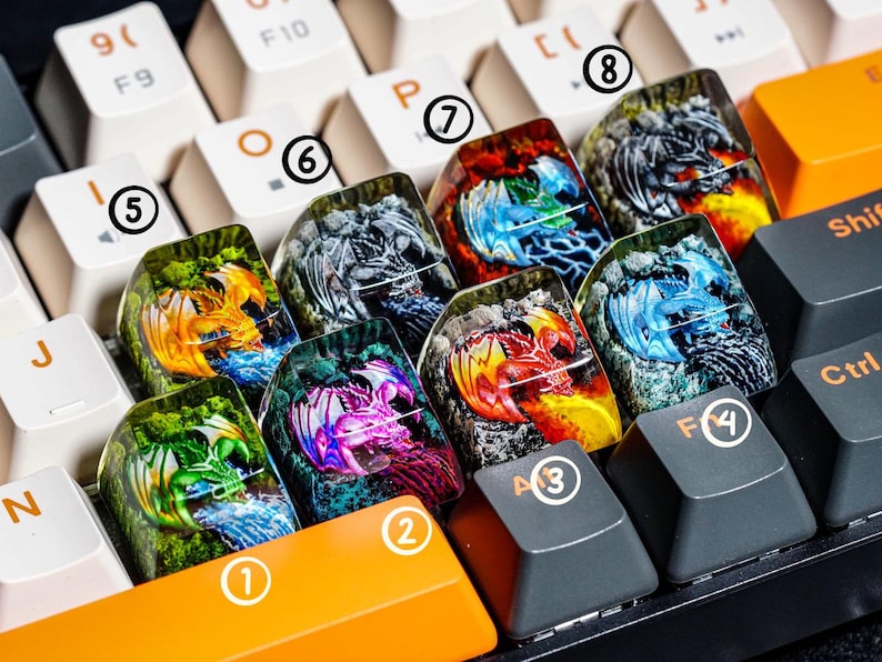 Dragon Keycap Set, Artisan Resin Keycap for Mechanical Keyboards ...